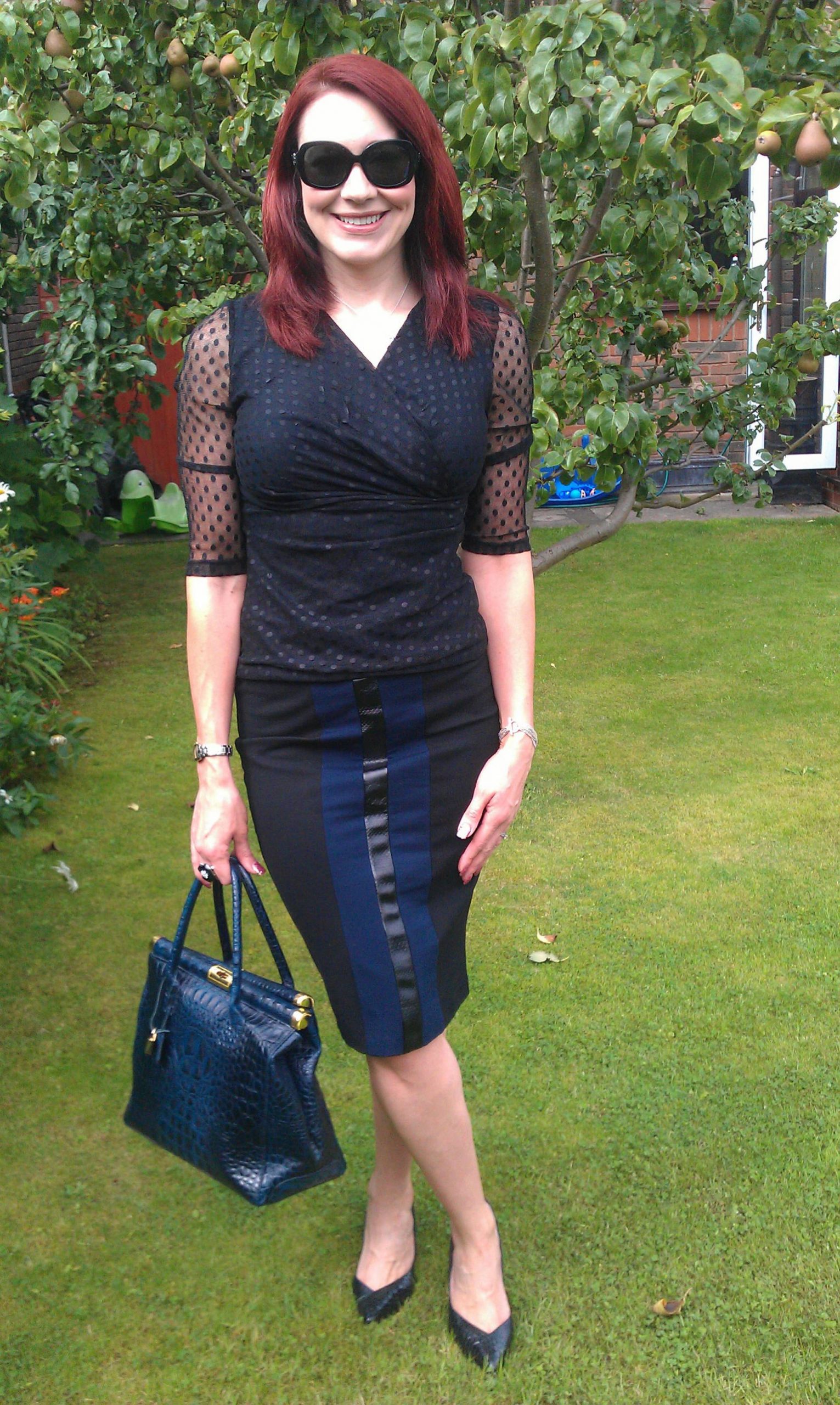 Black Kaliko Polka Dot Top and Mary Portas Pencil Skirt - Style Splash